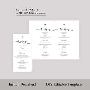 Menu Card Baptism Template Download Simple Religious Menu Card Editable ...