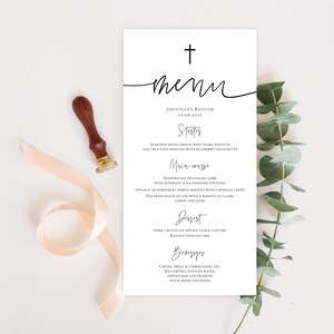 Menu Card Baptism Template Download Simple Religious Menu Card Editable ...
