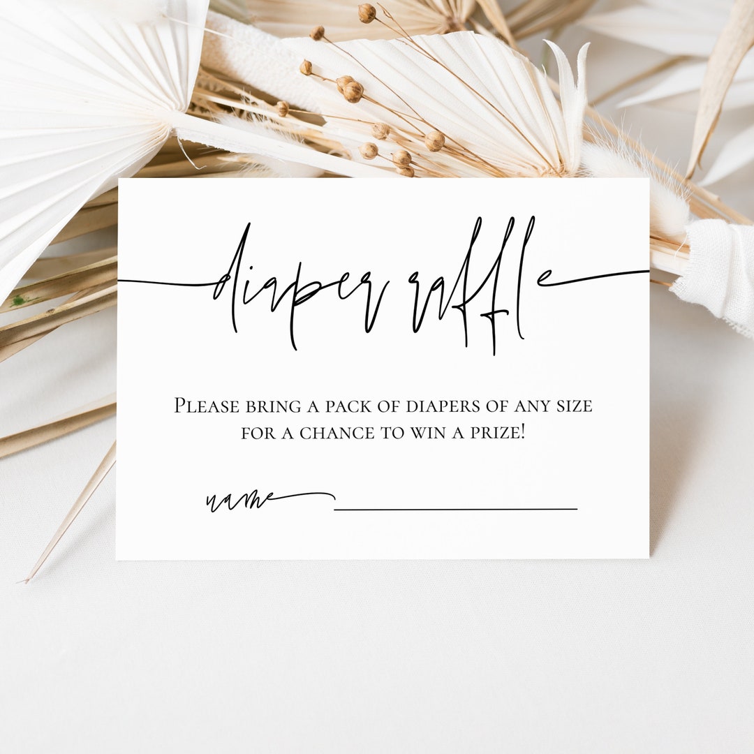 Diaper Raffle Card Digital Diaper Raffle Ticket Modern Printable Diaper ...
