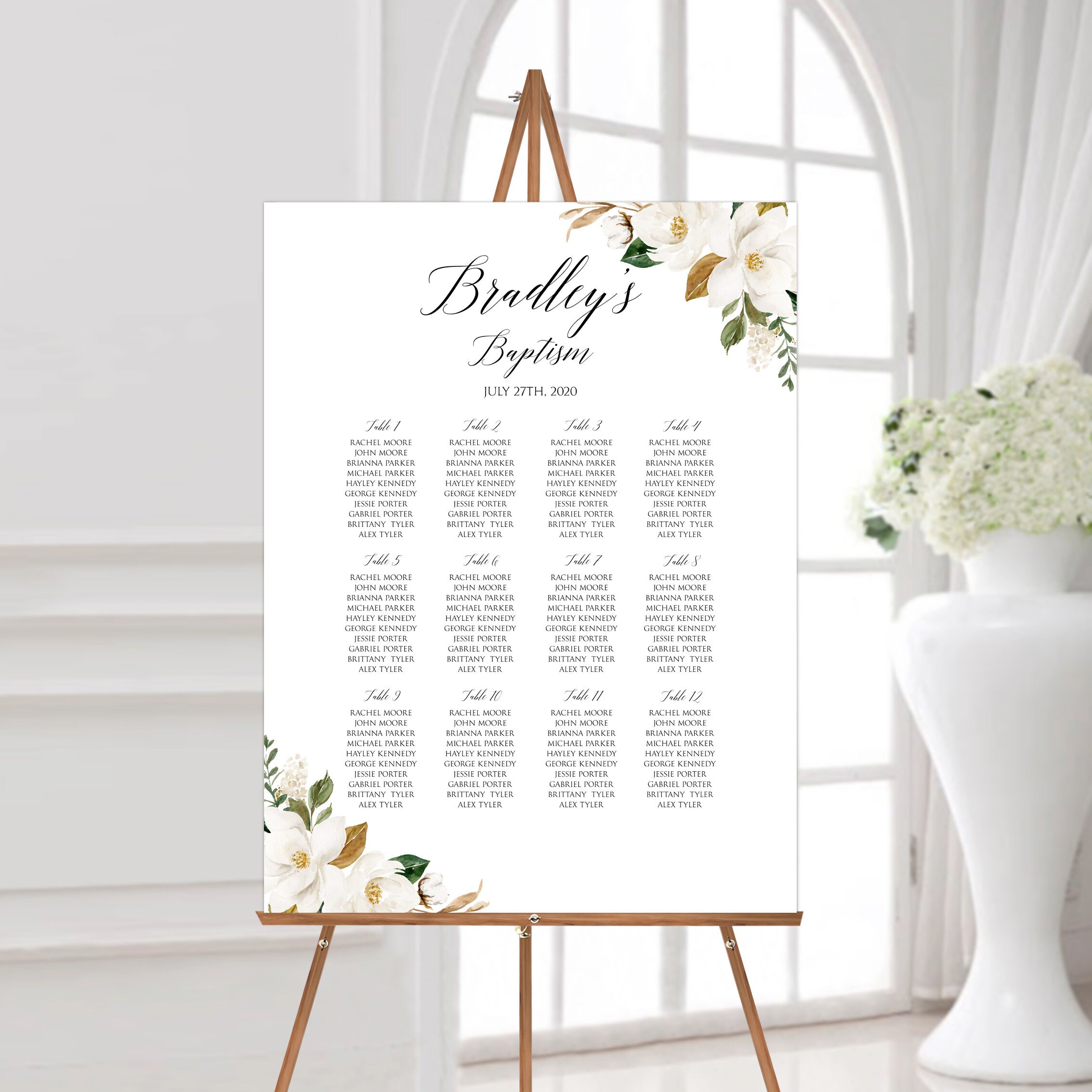 Fully Editable Baptism Seating Chart Floral Seating Chart - Etsy