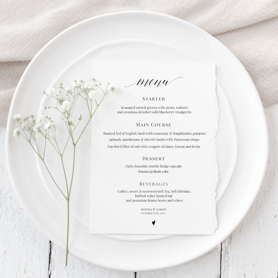 Classic 5x7 Menu Card Template, Menu Template, Modern Menu, Minimal ...