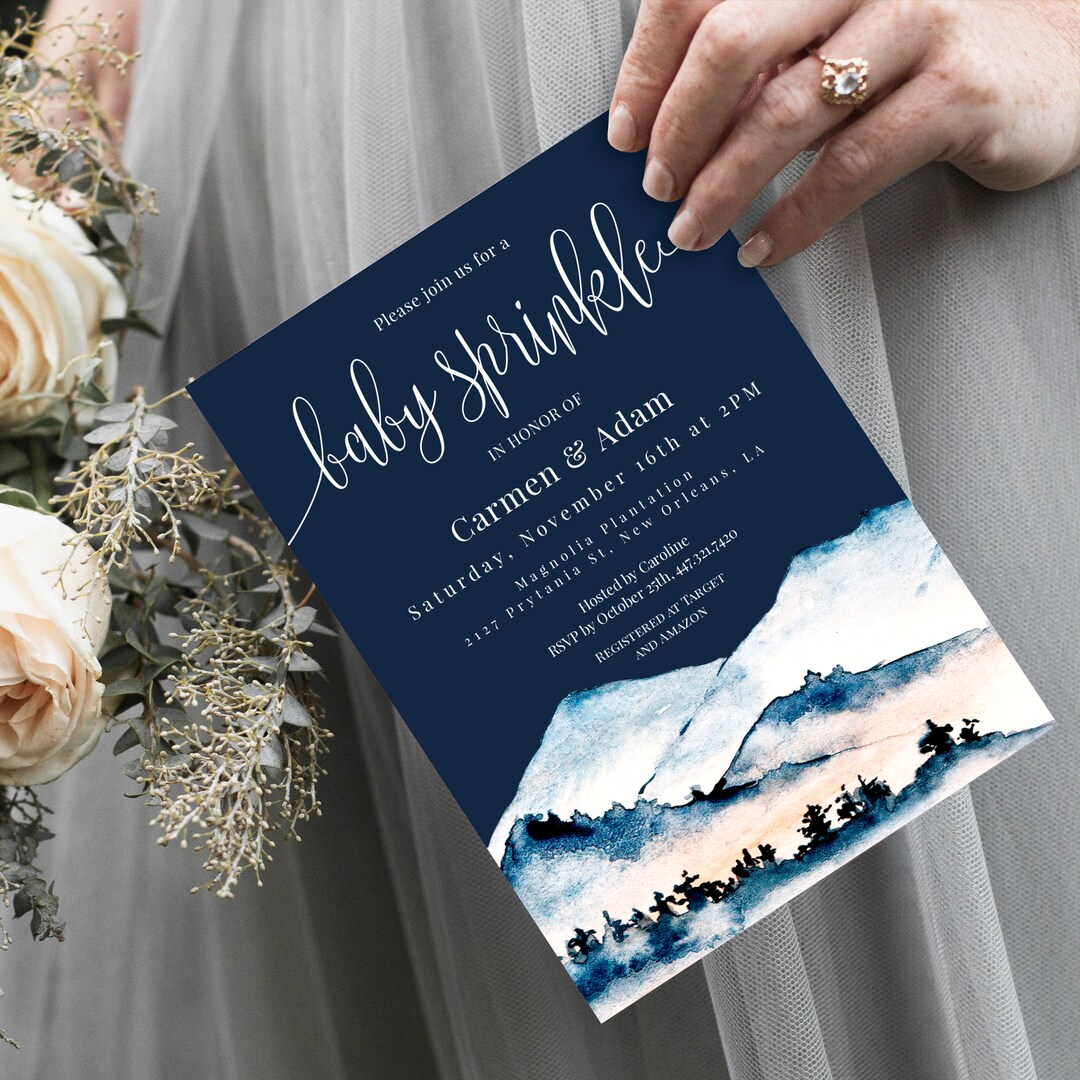 Mountain Baby Sprinkle Invitation Template, Winter Baby Sprinkle ...