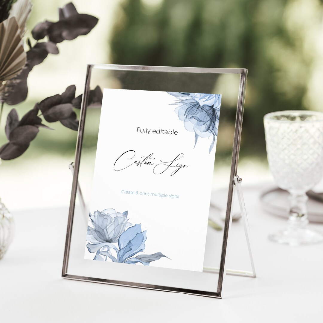 Dusty Blue Custom Sign Template, Fully Editable Sign, Unlimited Wedding ...