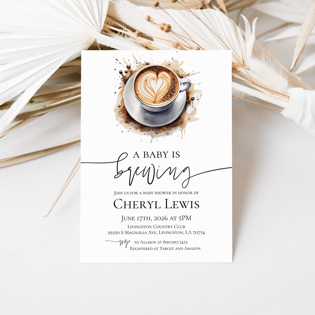 Coffee Baby Shower Invitation Template A Baby is Brewing Invitation ...