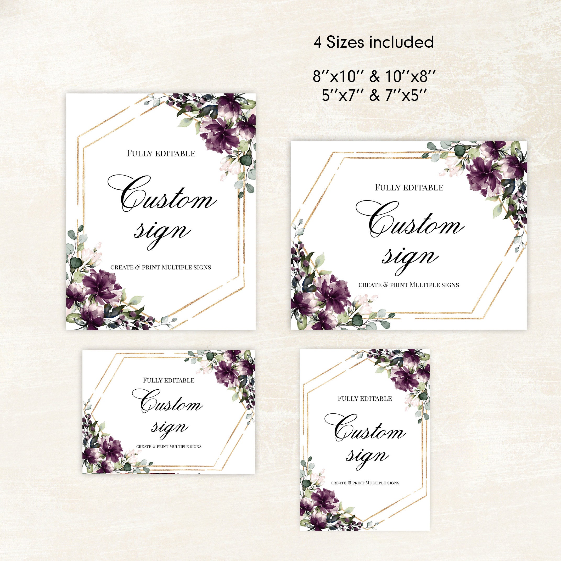 Purple Custom Sign Template Fully Editable Sign Editable | Etsy