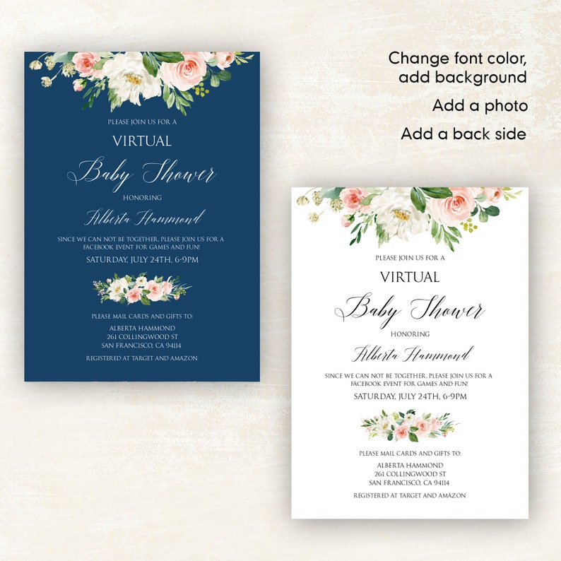 Virtual Baby Shower Invitation Template Shower by Mail Long | Etsy