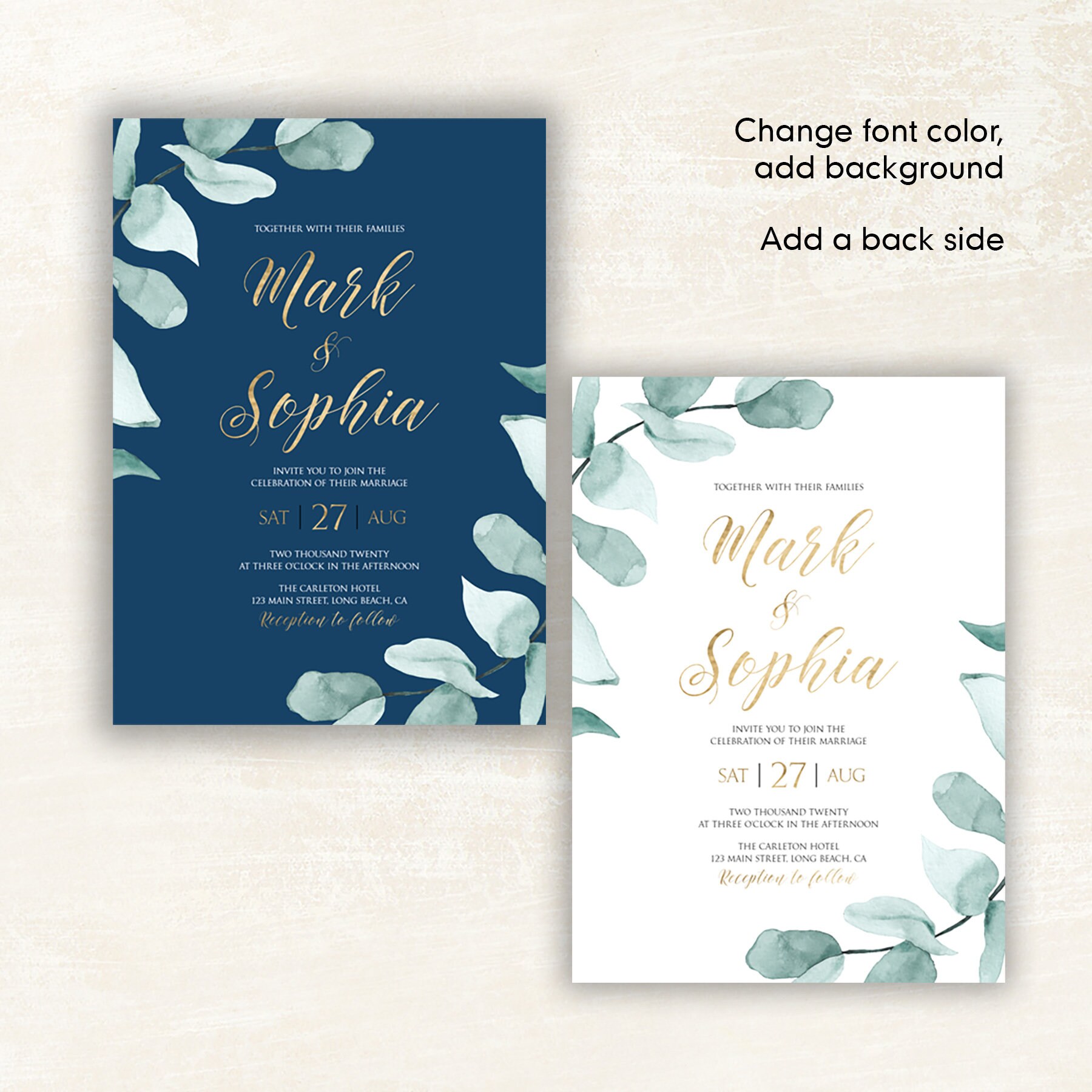 Greenery Wedding Invitation Template Printable Invitation | Etsy