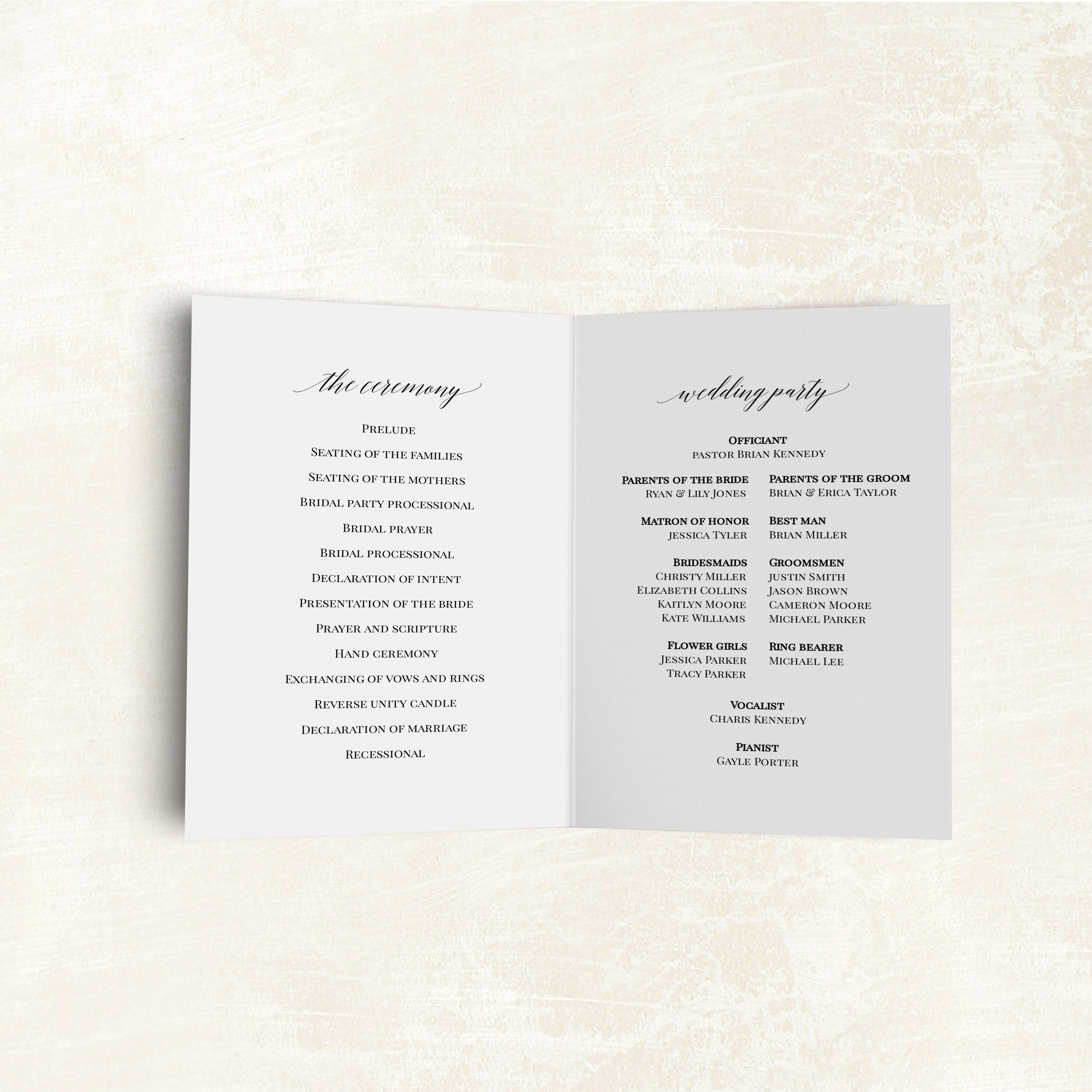 Classic Wedding Program Template Folded Booklet Ceremony | Etsy