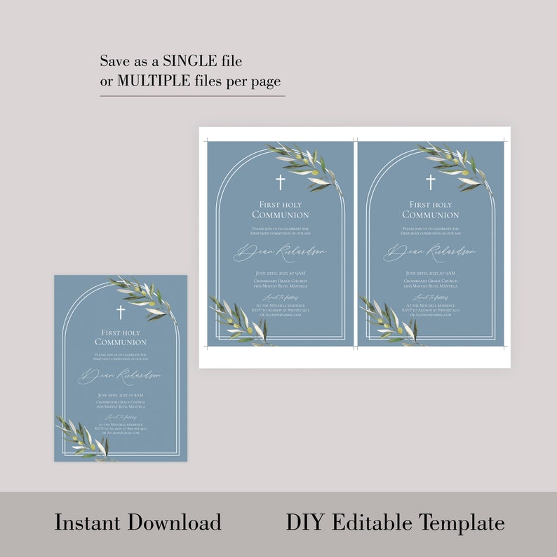 First Holy Communion Invitation Template Download First Communion ...