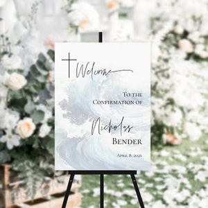 Blue Confirmation Welcome Sign Template Religious Welcome Sign Editable ...