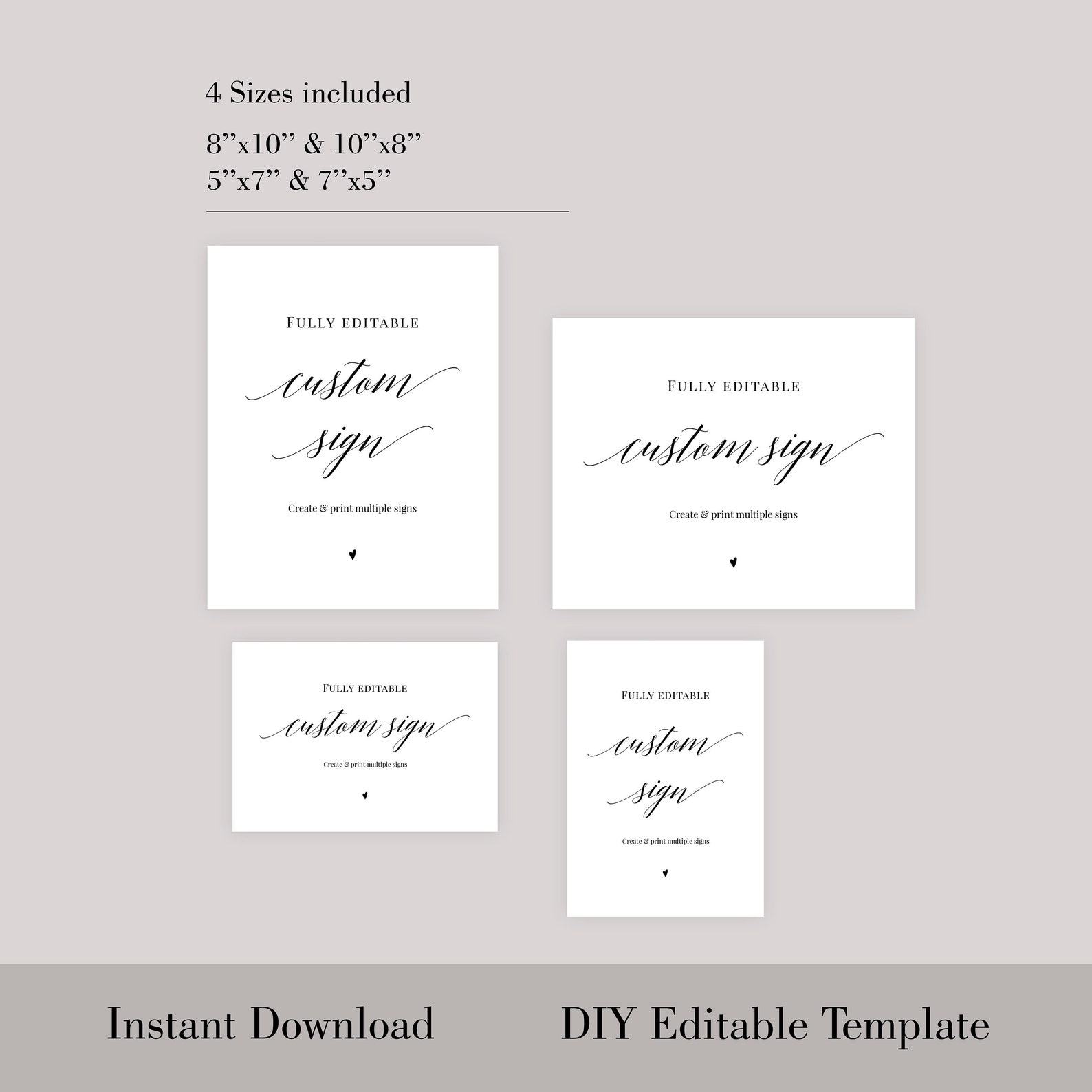 Classic Custom Sign Template, Minimalist Custom Sign, 100% Editable ...