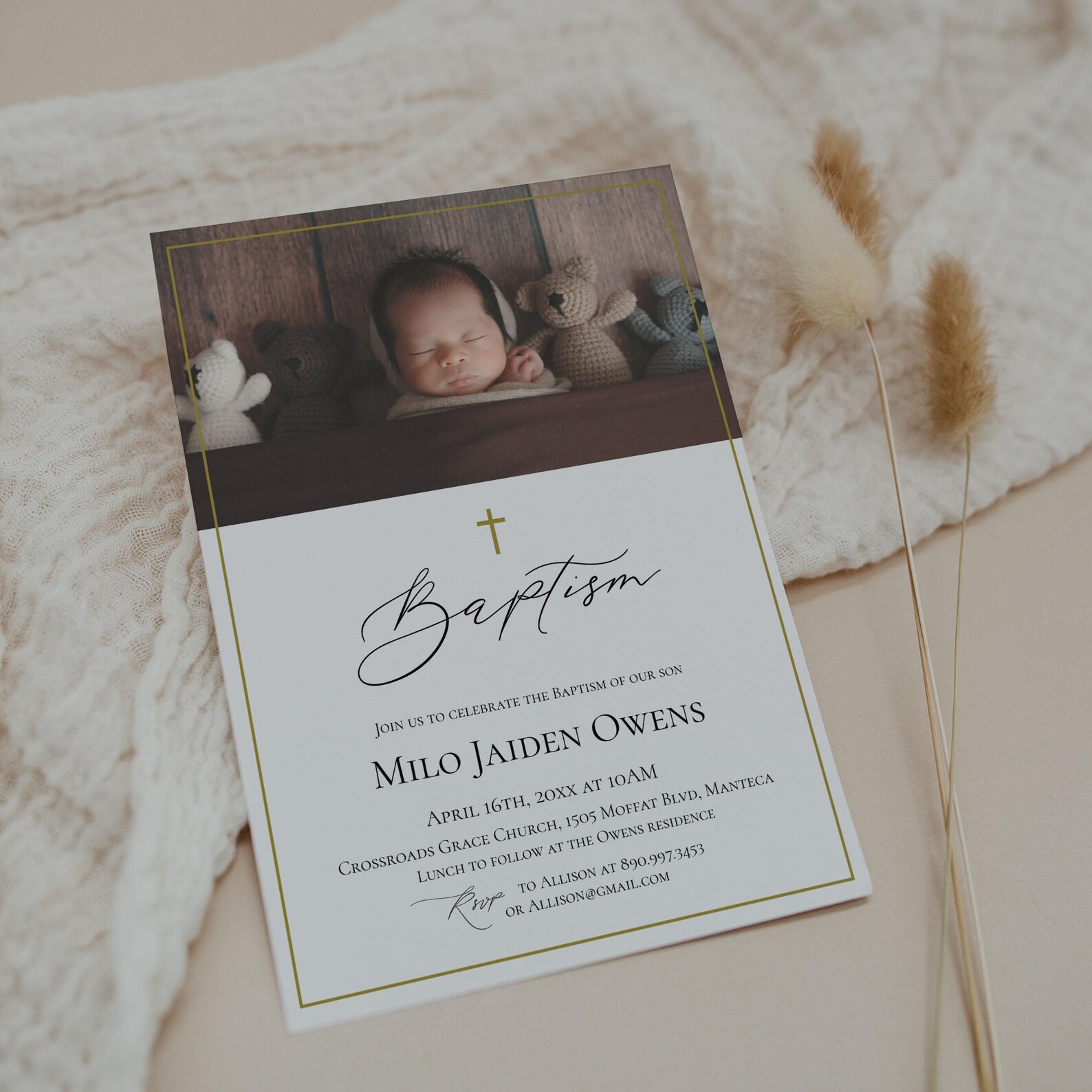 Simple Baptism Invitation Template Photo Baptism Invitation Gender ...