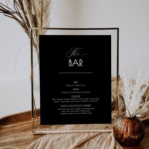 Black Bar Menu Template, Open Bar Menu, 8x10 Bar Menu, Modern Bar Menu ...
