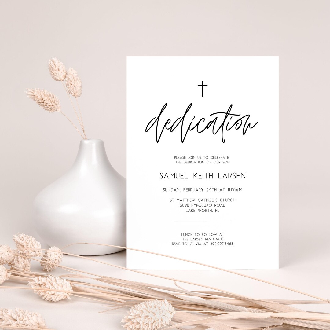 Modern Dedication Invitation Simple Dedication Template Minimalist ...