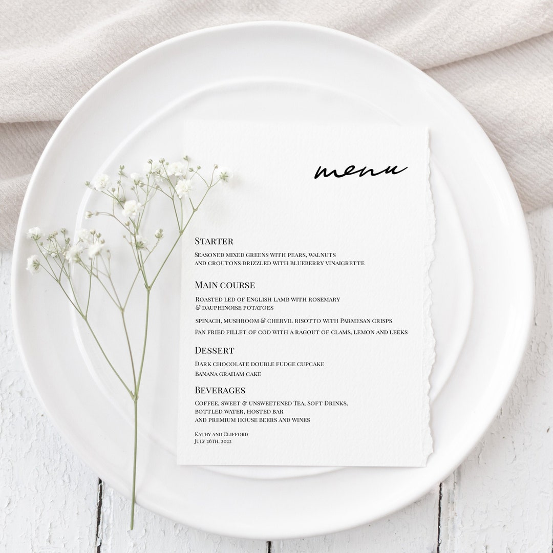 Minimalist 5x7 Menu Card Template, Menu Template, Modern Menu, Minimal ...