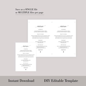 Classic 5x7 Menu Card Template, Menu Template, Modern Menu, Minimal ...