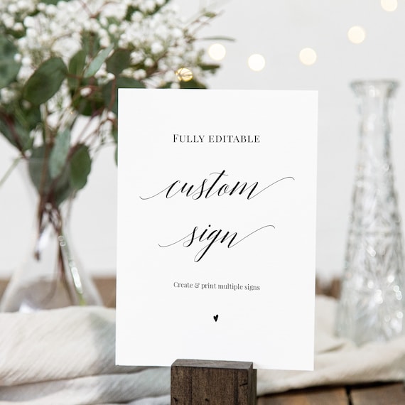 Classic Custom Sign Template Minimalist Custom Sign 100% - Etsy