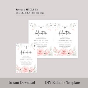 Blush Rose Dedication Invitation Template, Girl Dedication Invite, Pink ...