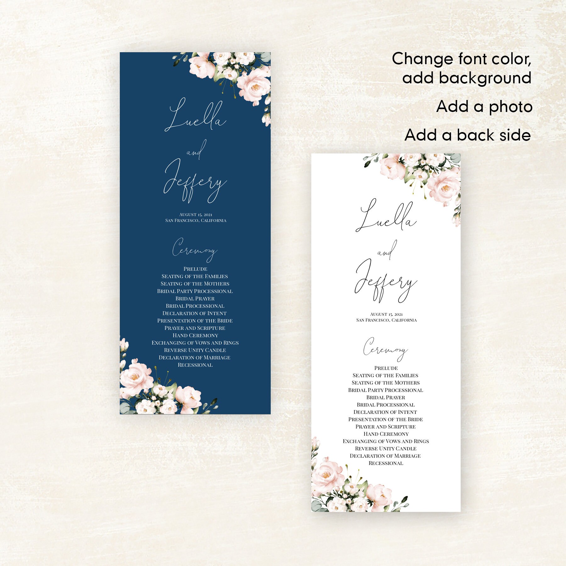 Pink Wedding Program Template Wedding Programs Printable | Etsy