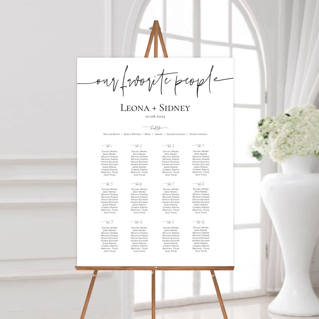 Seating Chart Template Wedding Minimalist Seating Plan Download Minimal ...