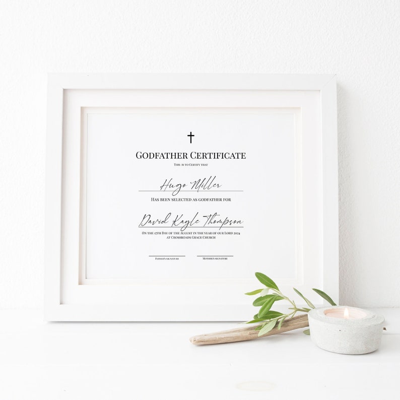 Modern Godfather Certificate Template 100% Editable Minimal - Etsy