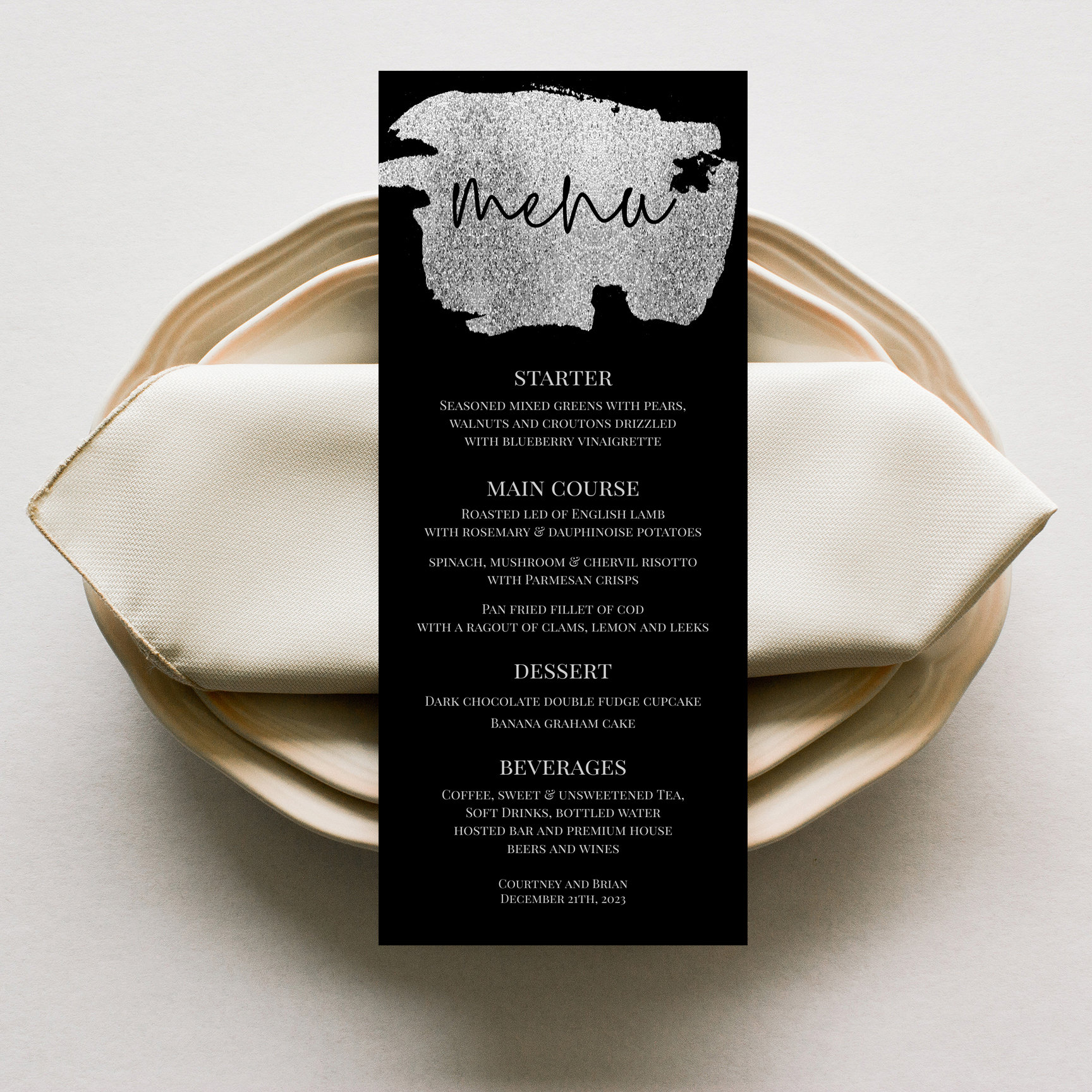 Black and Silver Menu Card Template Menu Template Modern - Etsy