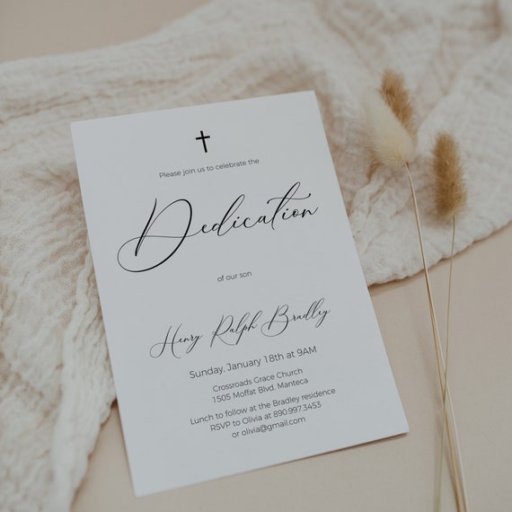 Elegant Dedication Invitation Dedication Template Simple | Etsy