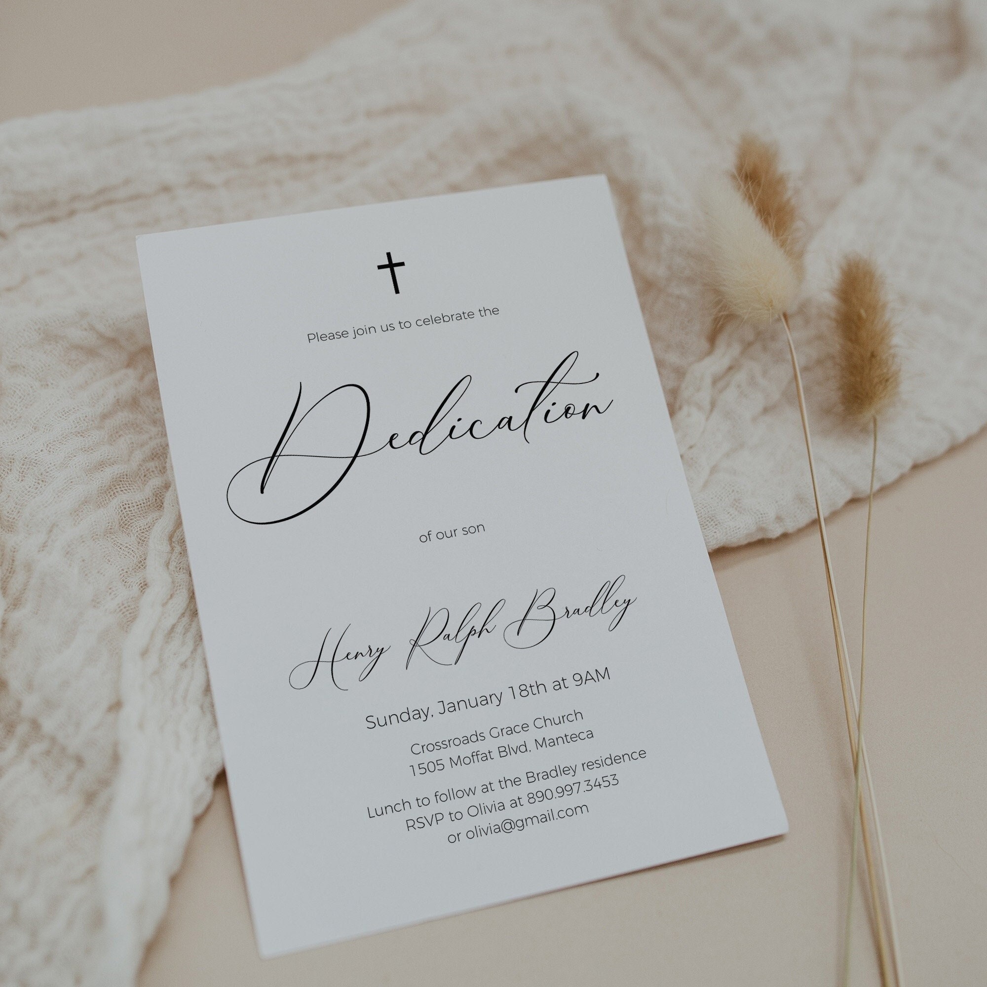 Elegant Dedication Invitation Dedication Template Simple | Etsy