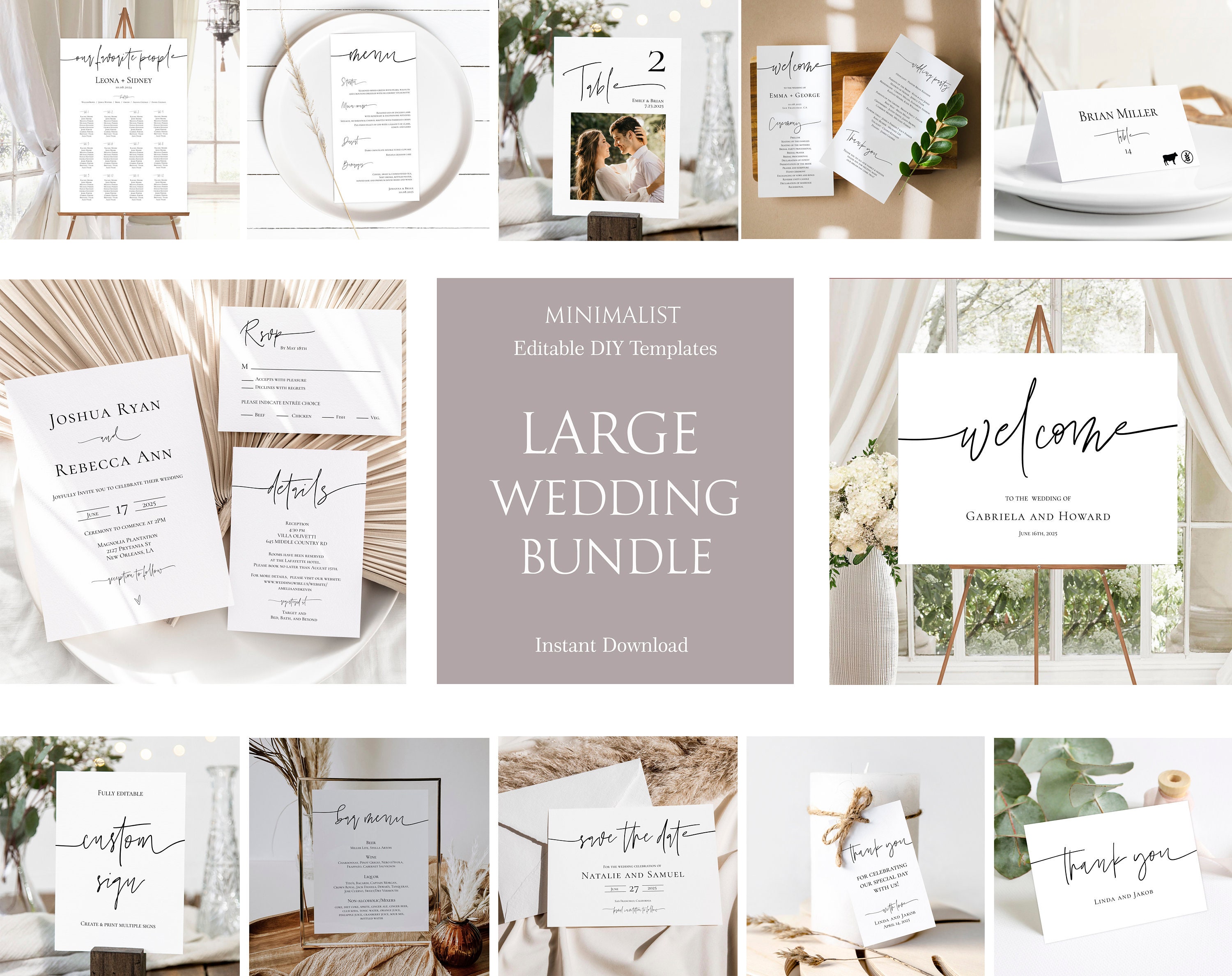 Wedding Invitation Suite Modern Simple Wedding Invitation Template Set ...