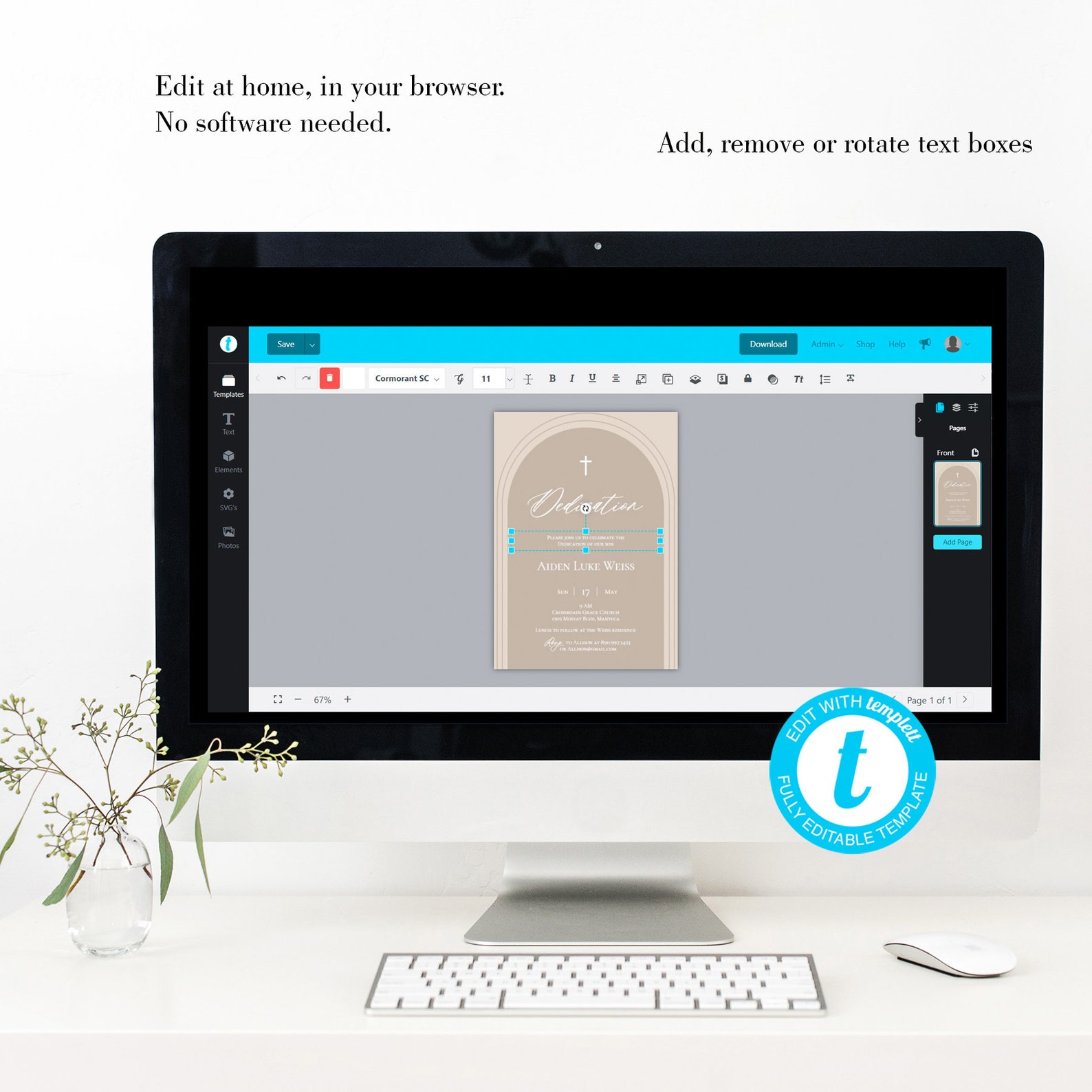 Beige Dedication Invitation Template Dedication With Arch Religious ...