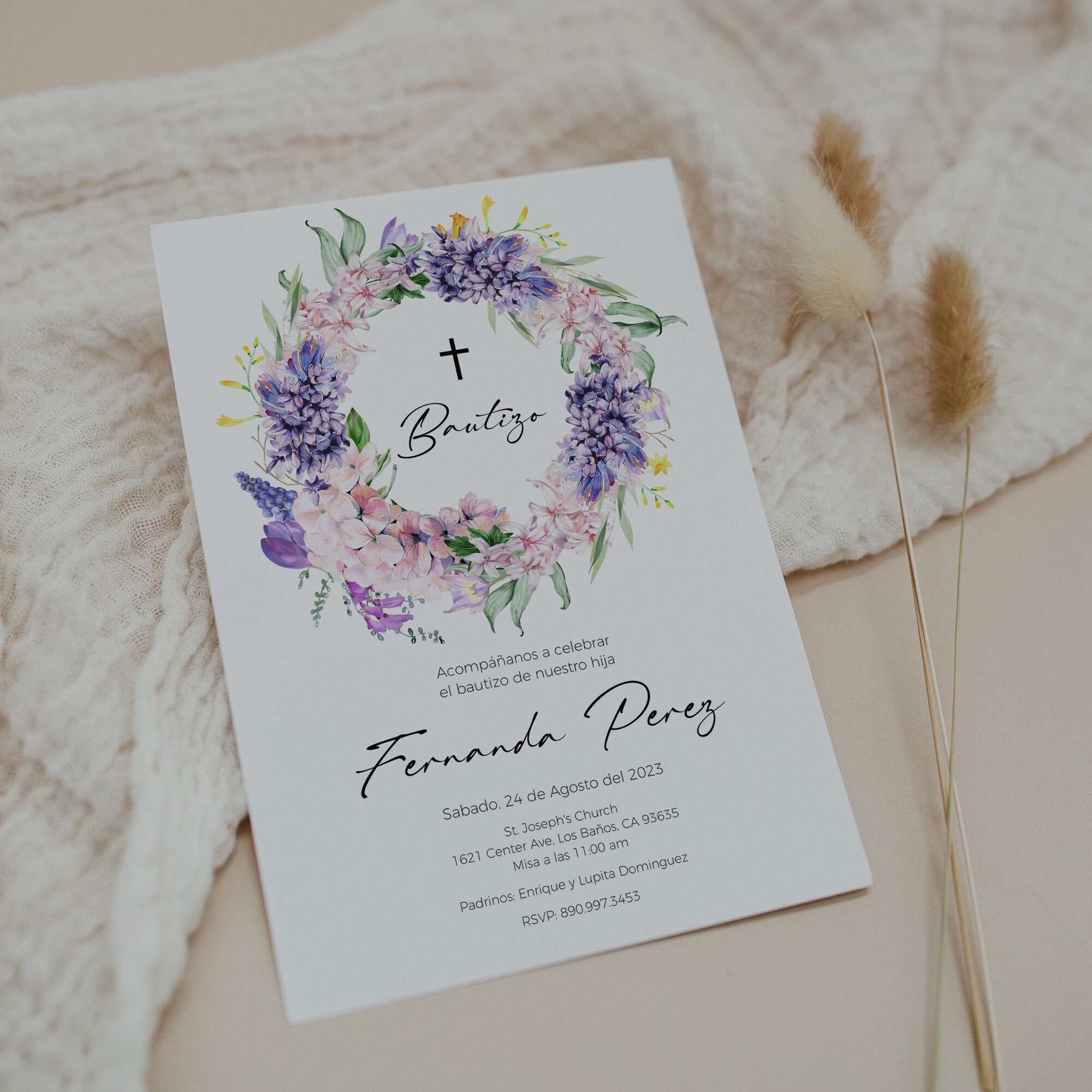 Invitacion De Bautizo Bautizo Invitation in Spanish - Etsy
