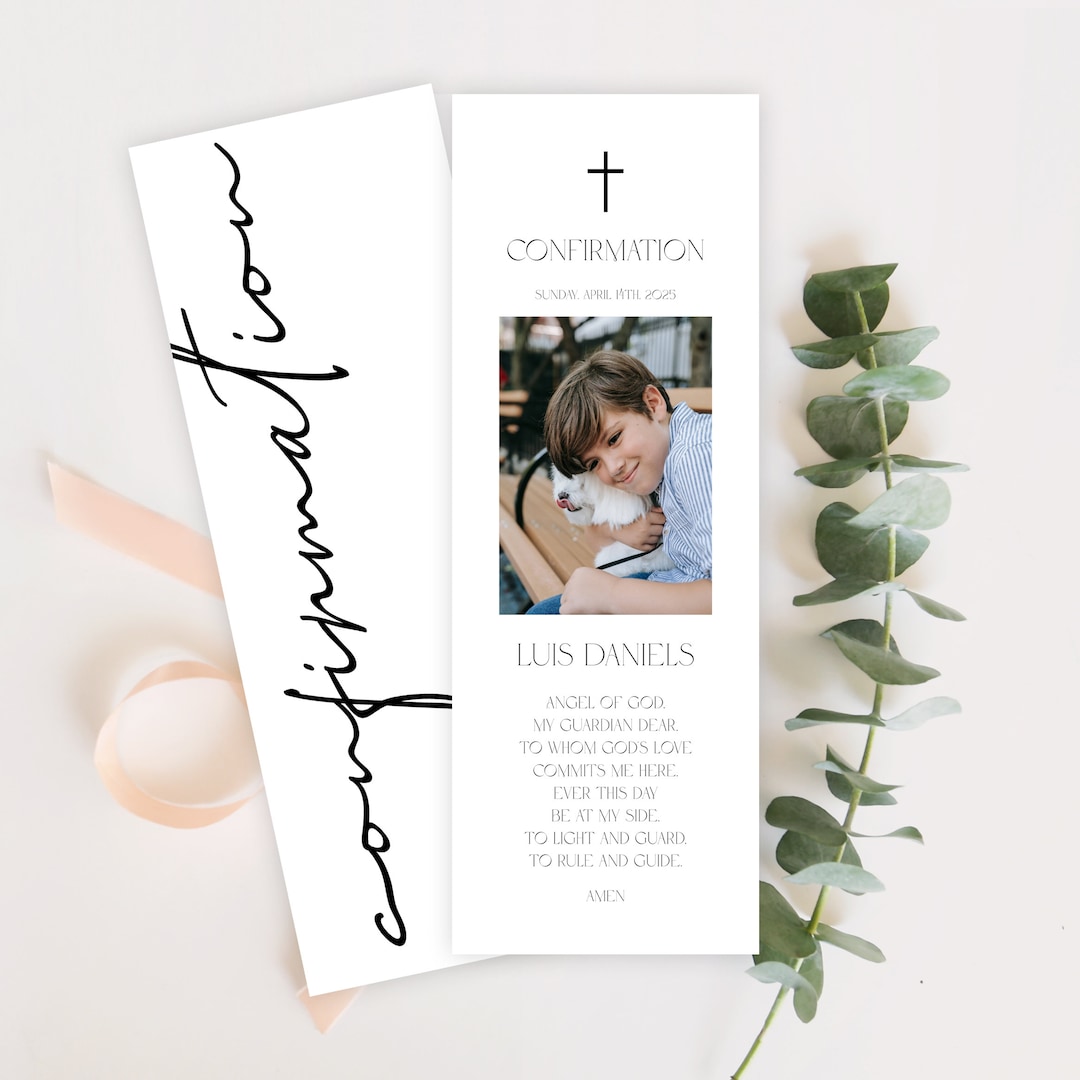 Minimalist Confirmation Bookmark Template, Templett, 100% Editable ...