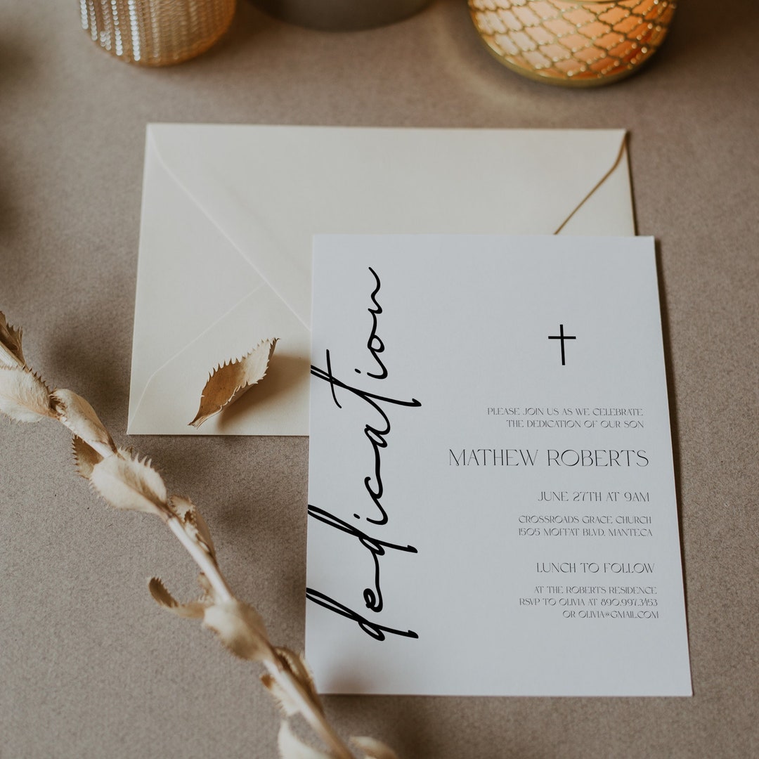 Modern Dedication Invitation Template Minimalist Dedication - Etsy