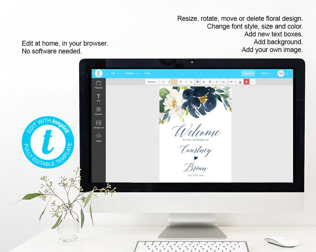 Navy Wedding Welcome Sign Welcome Sign Navy Welcome Sign - Etsy