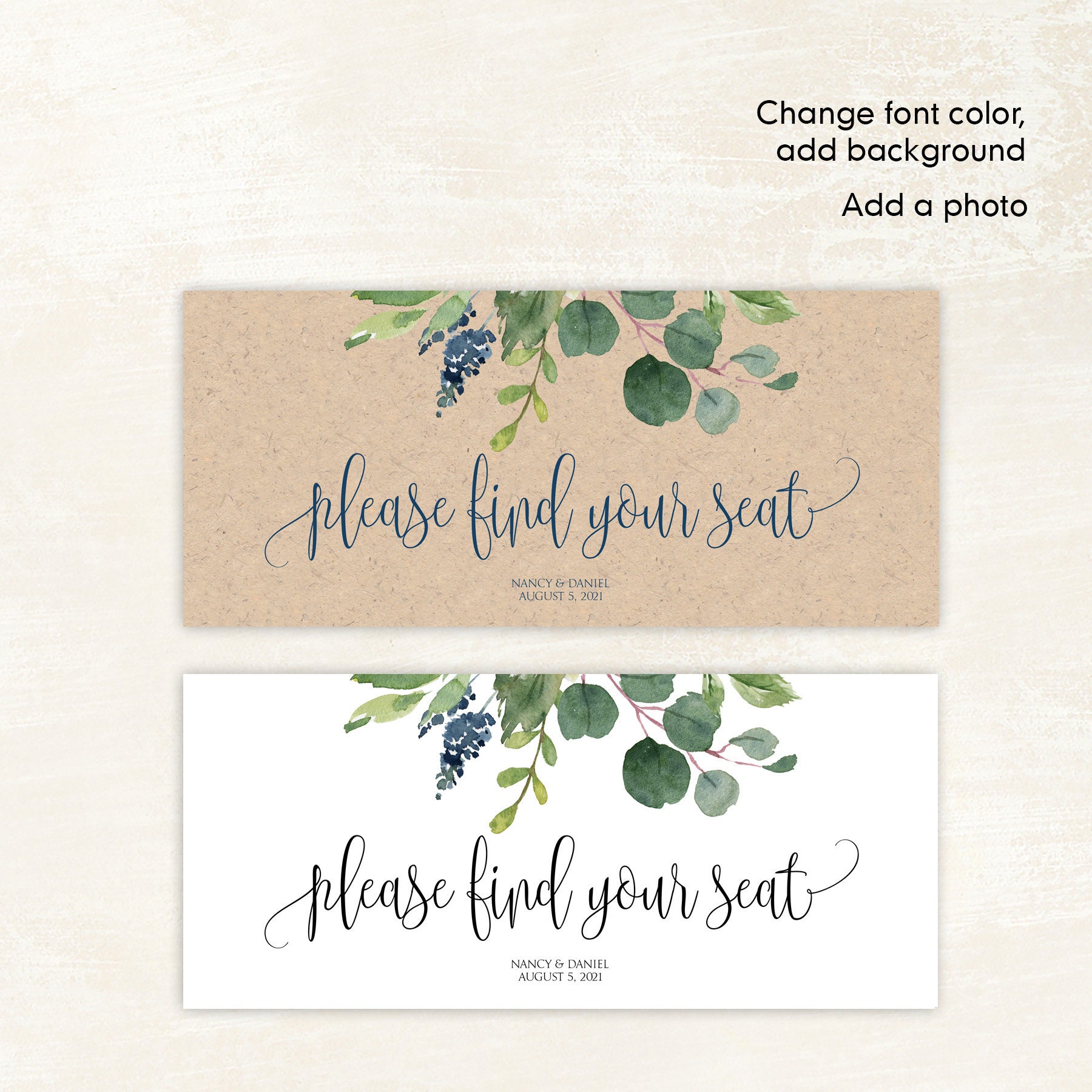 Editable Seating Chart Cards Greenery Table Numbers Template | Etsy