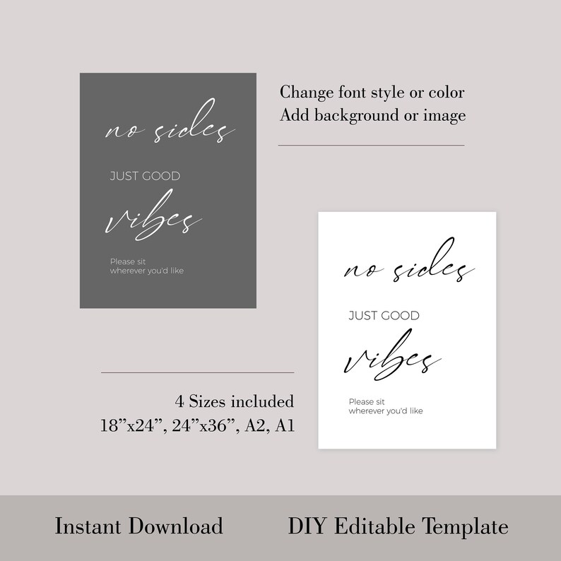 Modern No Sides Sign Template No Sides Just Good Vibes | Etsy