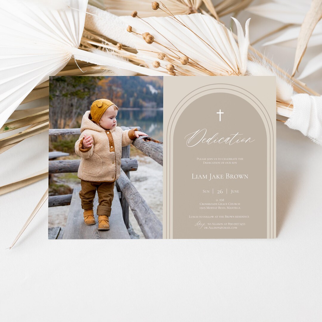 Beige Dedication Invitation Template Neutral Dedication Invitation ...