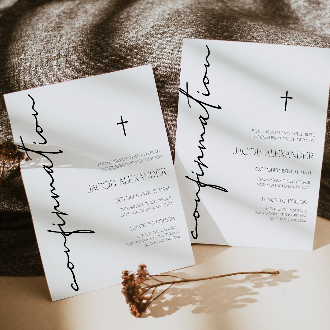 Confirmation Invitation Minimalist Template Confirmation Etsy
