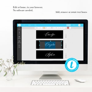 Black Name Tag Template, Minimal Name Tag, Slim Wedding Place Card ...