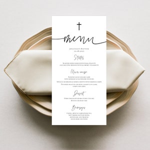 Menu Card Baptism Template Download Simple Religious Menu Card Editable ...