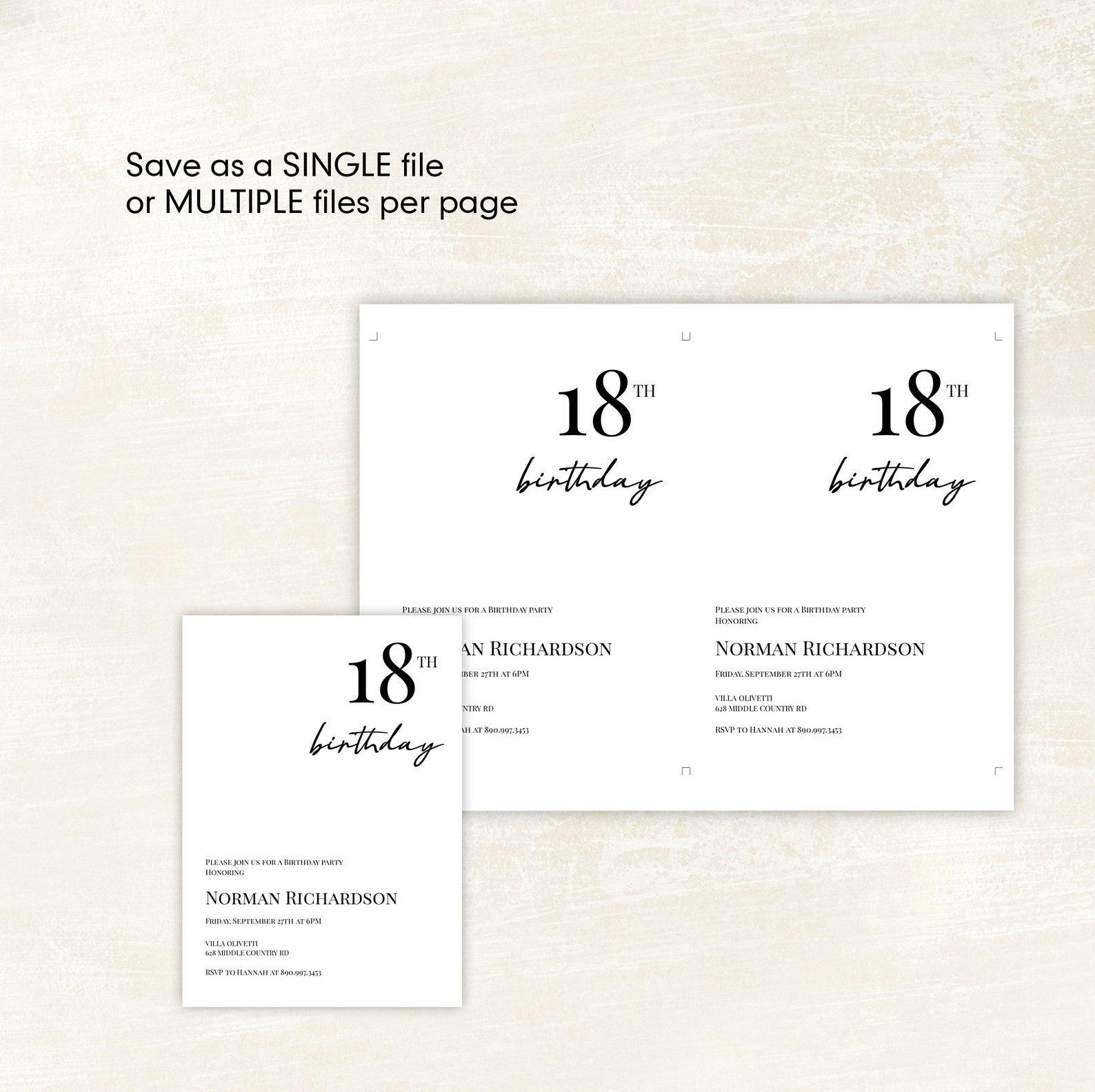 18th Birthday Invitation Template, 100% Editable, Minimalist Birthday ...