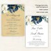 Fan Program Template, Navy Fan Program, Wedding Fan Program, Floral ...