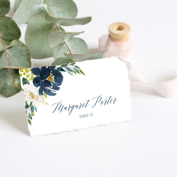 Place Card Template Navy Place Card Wedding Place Card - Etsy