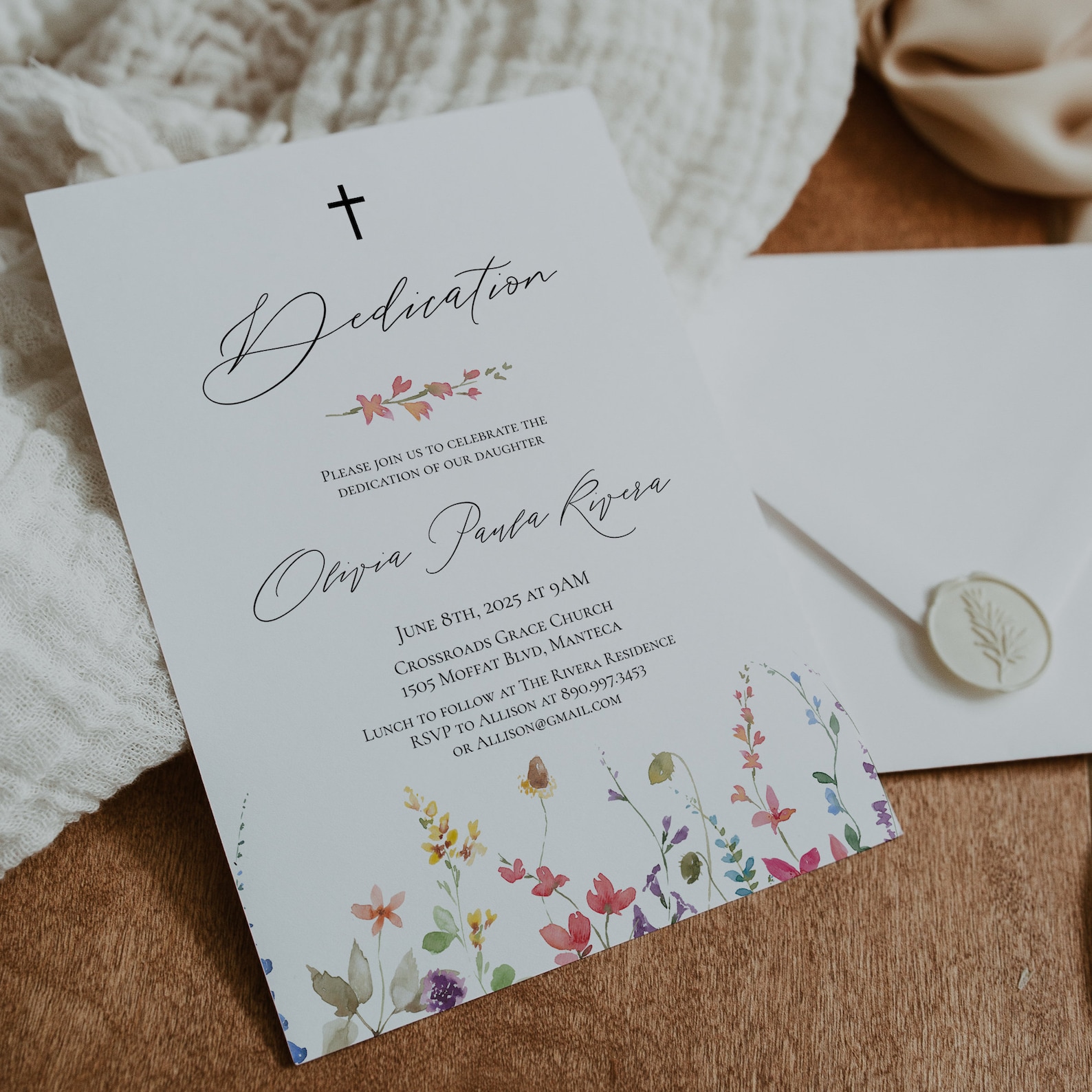 Dedication Invitation Template Download Girl Dedication Wildflower ...