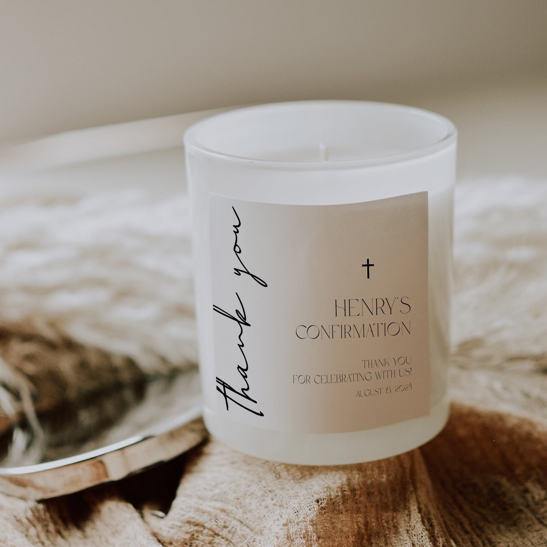 Minimalist Confirmation Candle Label Template Modern Thank - Etsy