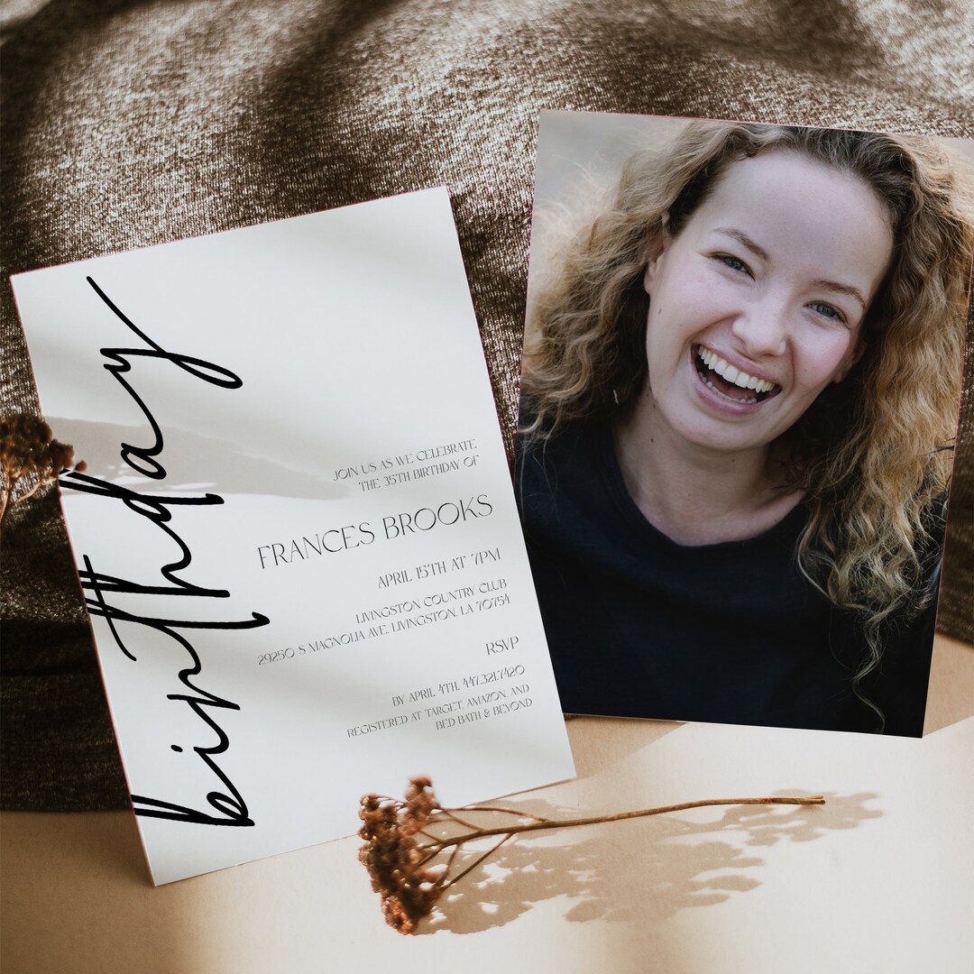 Minimalist Birthday Invitation Template, 100% Editable, Modern Birthday ...