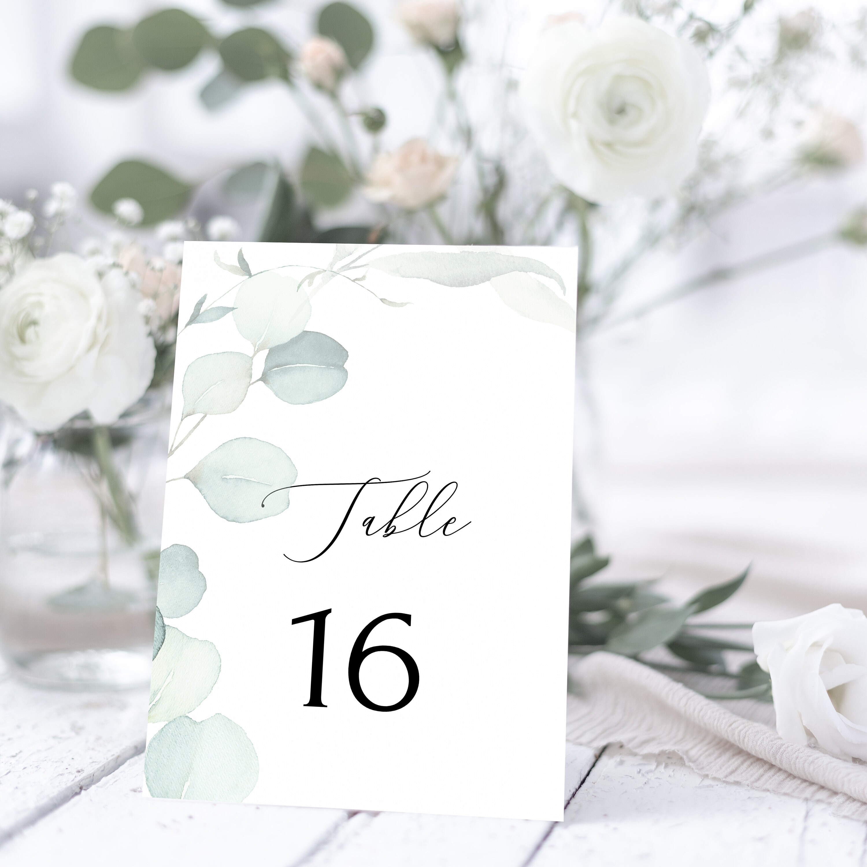 Eucalyptus Table Numbers Template Greenery Table Numbers - Etsy
