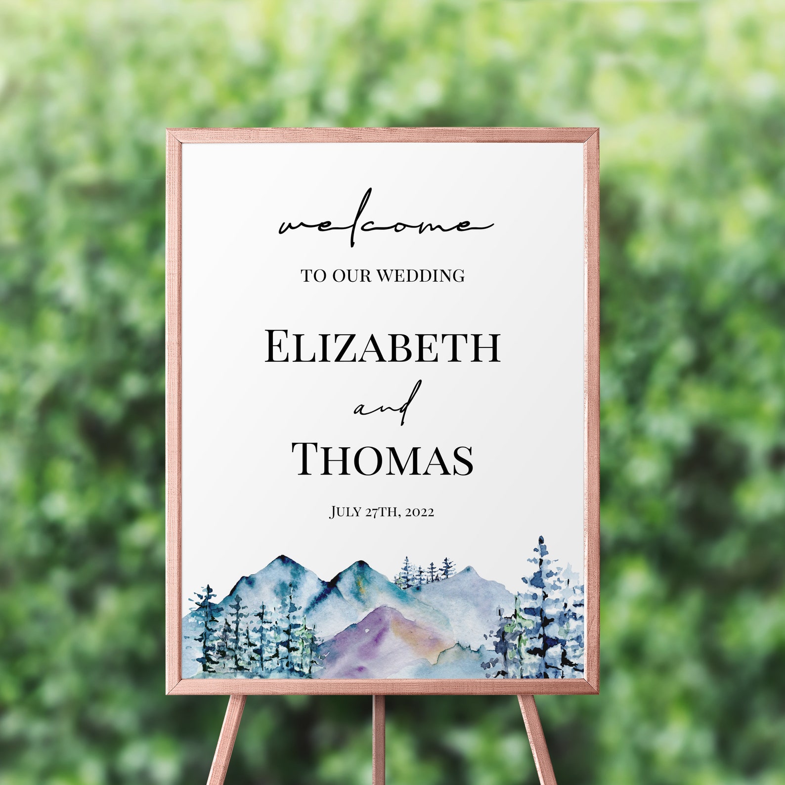 Mountain Wedding Welcome Sign Template Forest Welcome Sign | Etsy