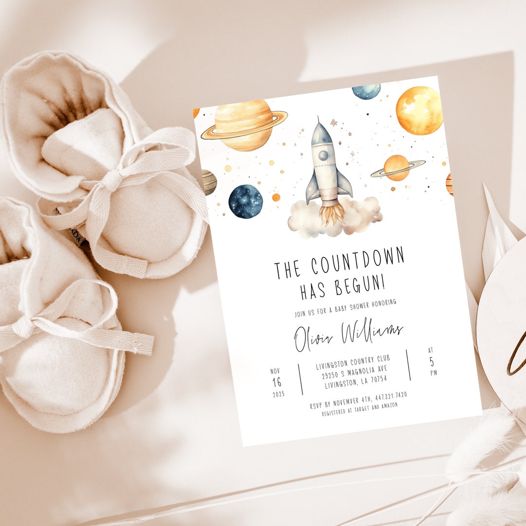 Space Baby Shower Invitation Template the Countdown Has Begun Baby ...