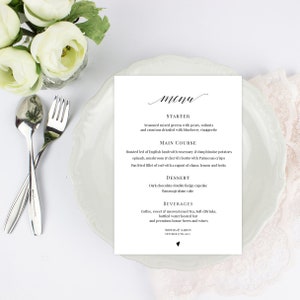 Classic 5x7 Menu Card Template, Menu Template, Modern Menu, Minimal ...